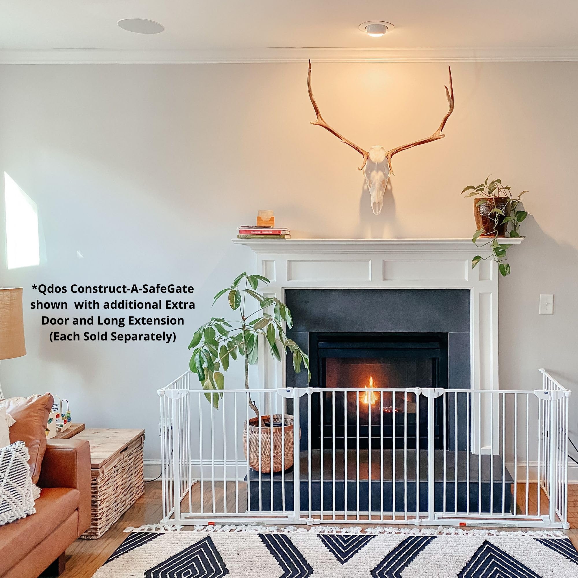 Qdos Safety Construct-A-SafeGate Extra Door Extension | Slate | Used with Construct-A-SafeGate to Create Customized Safe Spaces around Fireplaces, Large Openings, Stairways - 31.5" wide
