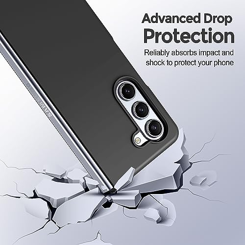 Meifei for Samsung Galaxy Z Fold 5 Case Liquid Silicone Case Dual Layer Hybrid Hard PC Soft Silicone Gel Rubber Bumper Slim Fit Shockproof Protective Phone Case for Samsung Galaxy Z Fold 5 5G, Black
