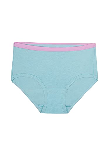 Fruit of the Loom Girls' Big Tag Free Cotton Brief Underwear Multipacks, Brief-10 Pack-White/Stripes/Animal Print, 8