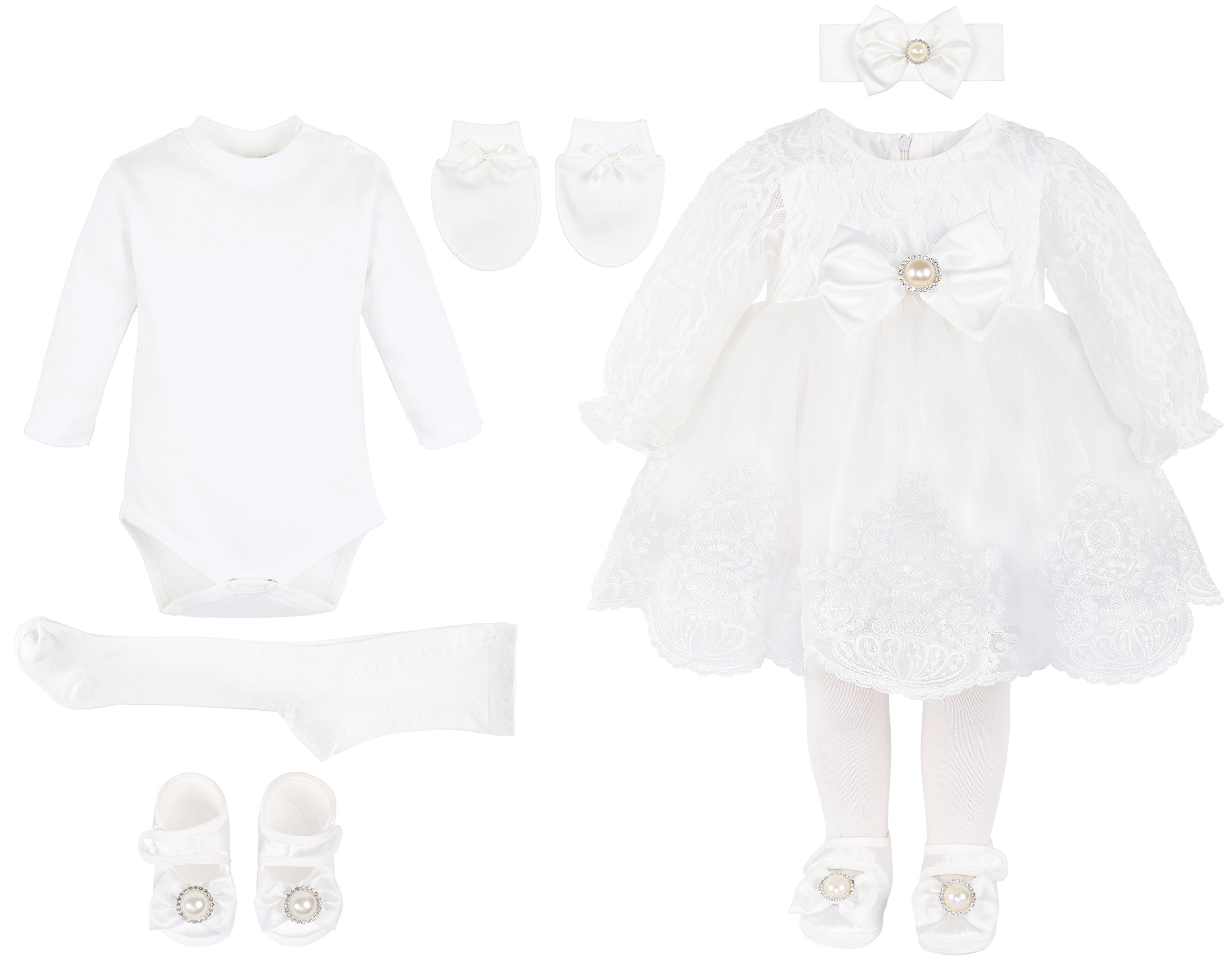 T.F. Taffy Taffy Baby Girl Newborn Christening Baptism, White, Size 0-3 Months