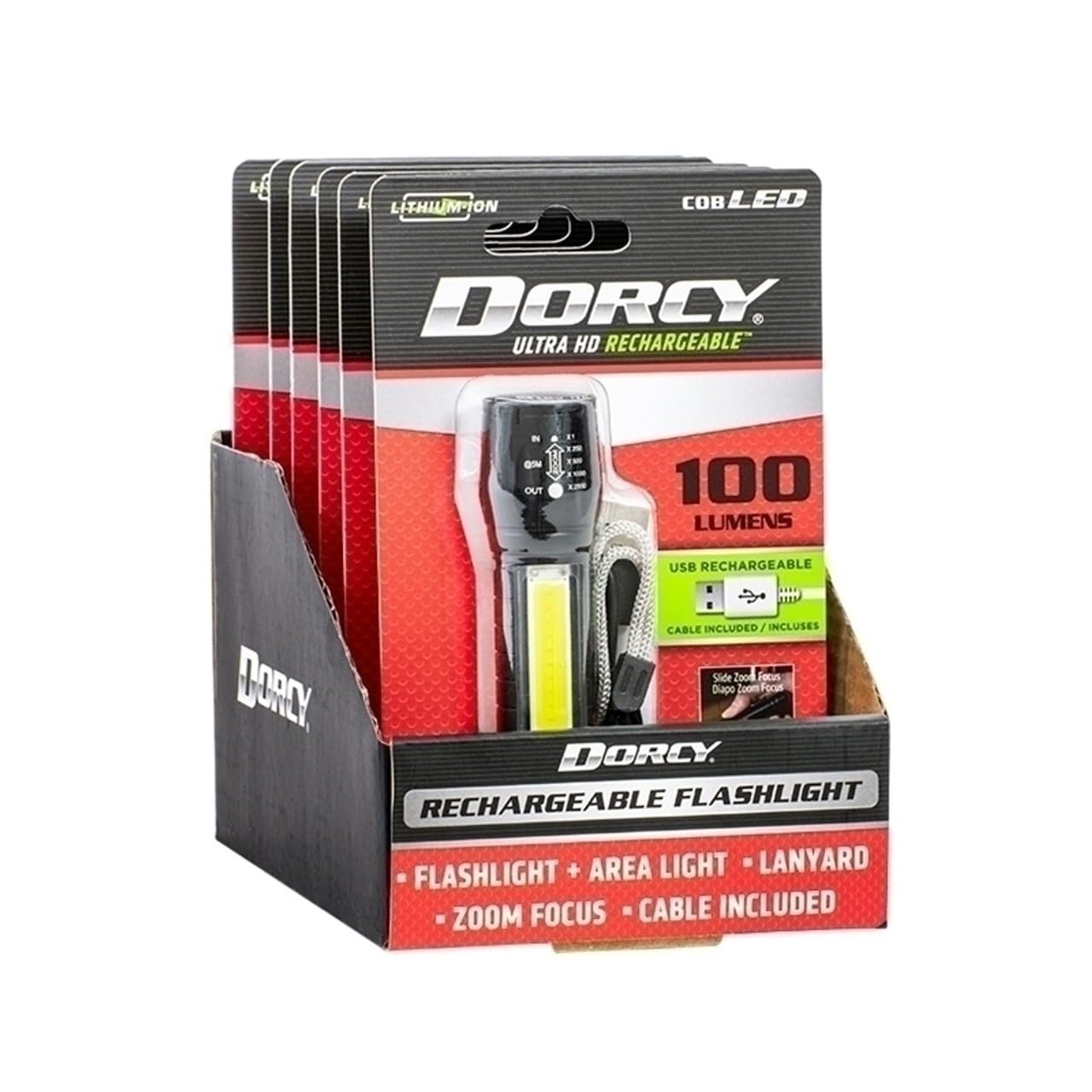 Dorcy 41-4380 100-Lumen Ultra HD Aluminum LED Rechargeable Flashlight with Area Light