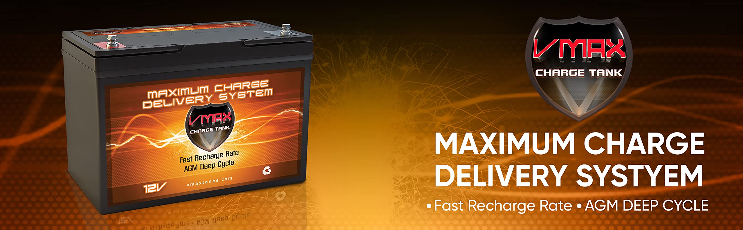Qty 2 VMAX MR127-100, Two Group 27 12 Volt 100Ah AGM Deep Cycle Marine batteries compatible with 24 Volt trolling motors, 24V 100Ah AGM Battery Kit