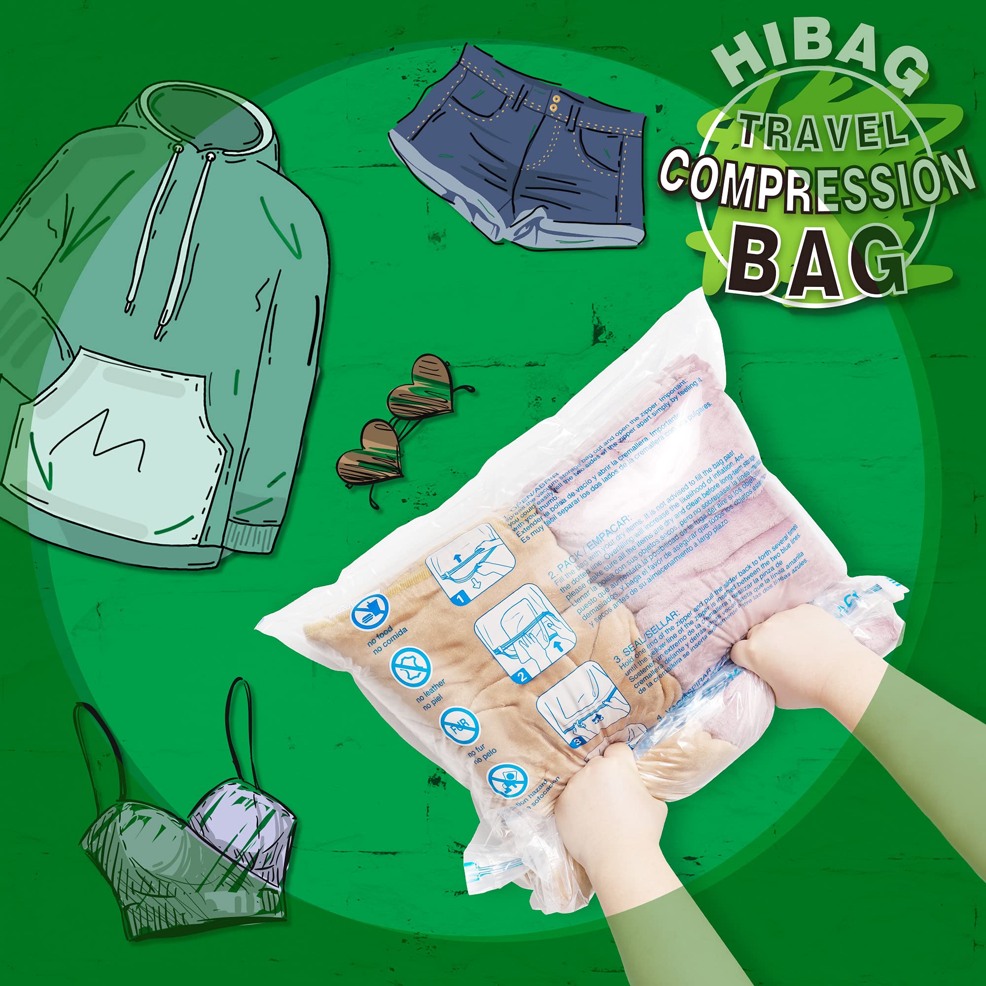 Compression Bags for Travel, Roll Up Space Saver Bags for Backpack, Luggage and Suitcase (16)