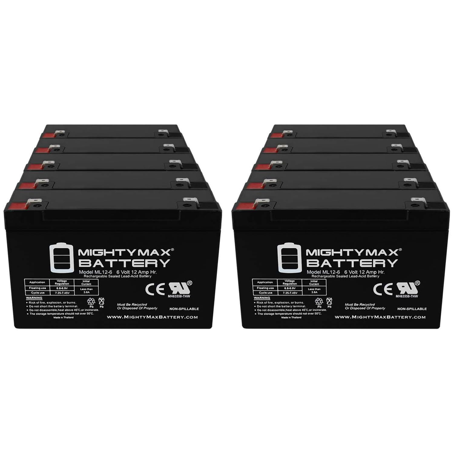 Mighty Max Battery 6V 12AH F2 SLA Replacement Battery Compatible with Power Patrol SLA0955, SLA3032-10 Pack
