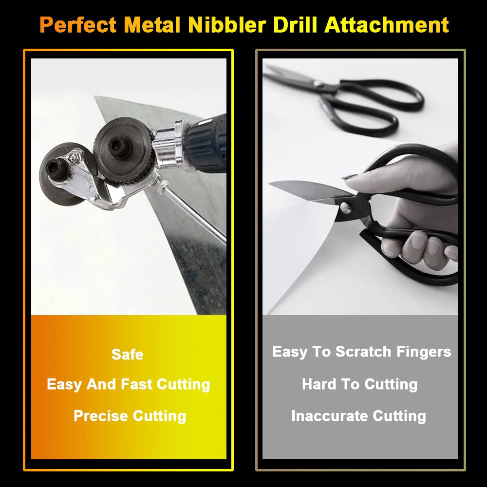 Vafany Electric Drill Plate Cutter,Versatile Metal Shears Drill Attachment Sheet Metal Nibbler Car Maintenance Accurate Double Headed Safe 360 Cutting Head Durable Electric Drill Shear