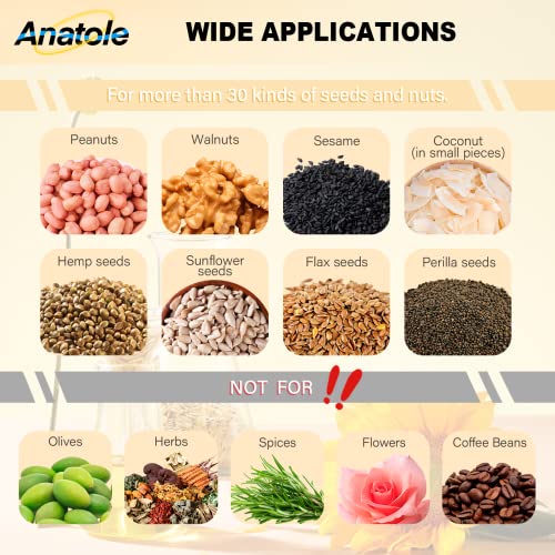 Anatole Oil Press Machine Electric Seed Oil Maker Stainless Steel 820W Automatic Kitchen Oil Extractor for Commercial Home Use 110V US Plug