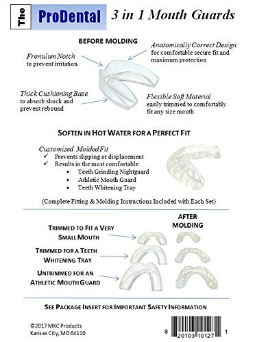 Professional Mouth Guard for Grinding Teeth - 6 Customizable Dental Guards - 2 Sizes, USA Made, BPA Free, Eliminate Bruxism, Teeth Clenching, Also for Sports & Teeth Whitening