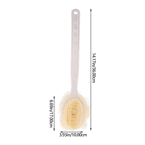 FOMIYES 4pcs Long Cellulite Washing Men Double Sides Handle with White Bathing Back Spa Dual Brushing in Scrubber Side Loofah Dry Bath Brush Shower Portable Wet Massage Exfoliating