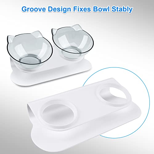 Double Cat Bowl with Raised Stand Pet Food Bowl Perfect for Cats and Small Dogs