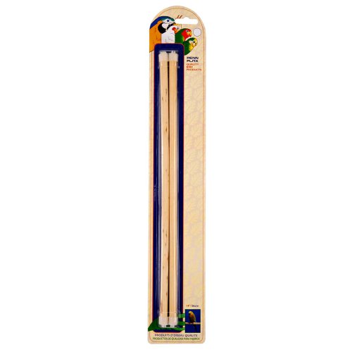 PENN-PLAX Bird-Life Wooden Bird Perches – Great for Parakeets, Lovebirds, Parrotlets, Finches, Canaries, and Other Small Birds – 2-Pack – 14” Long