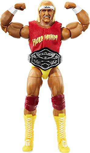 Mattel WWE Ultimate Edition Action Figure & Accessories Set, Hulk Hogan 6-inch Collectible with 30 Articulation Points, Swappable Pieces & Entrance Gear