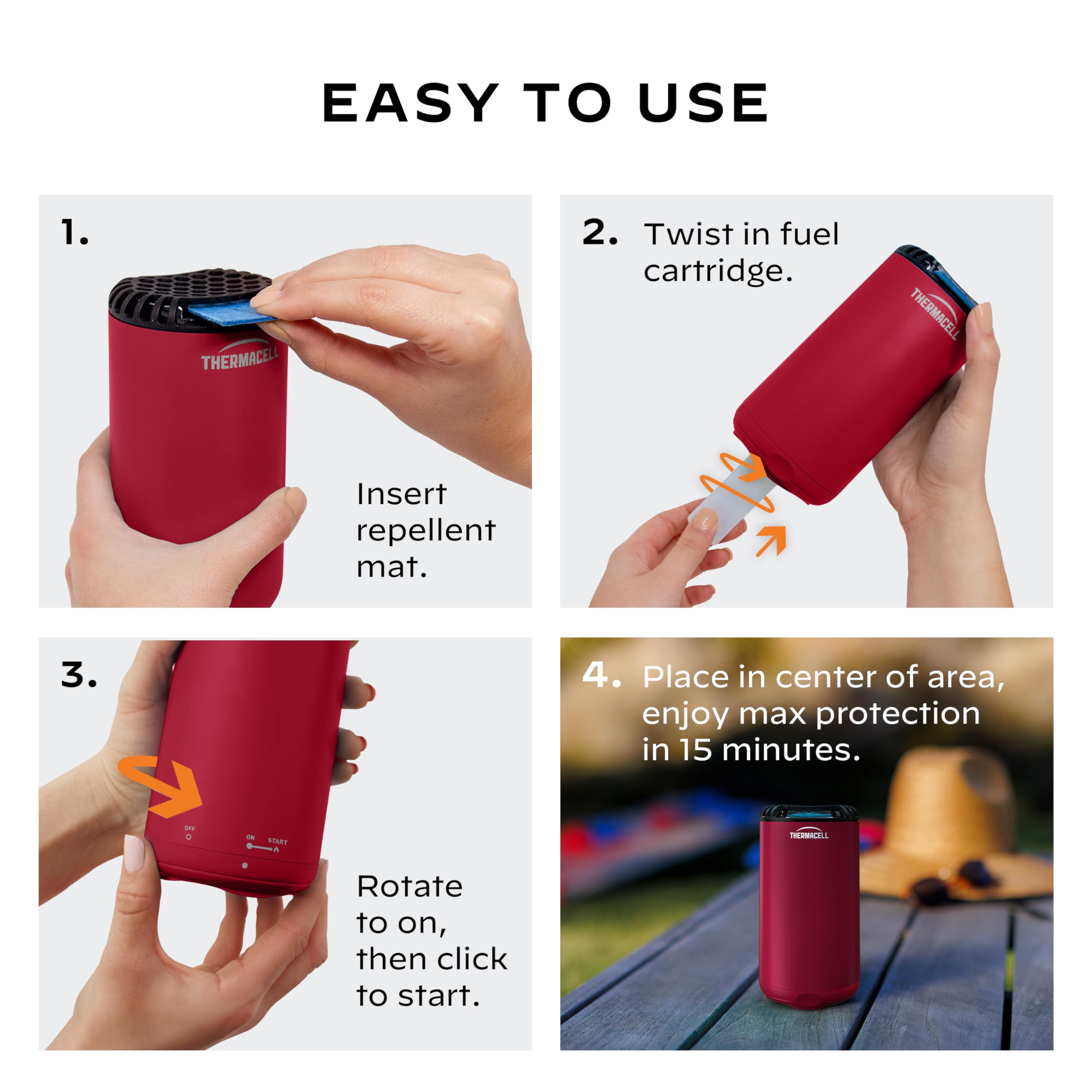 Thermacell Patio Shield Bundle - Mosquito Repeller + 36-Hour Refill Pack; Includes 4 Fuel Cartridges & 12 Repellent Mats for a Total of 48 Hours of Mosquito Repellent for Patio; Bug Spray Alternative