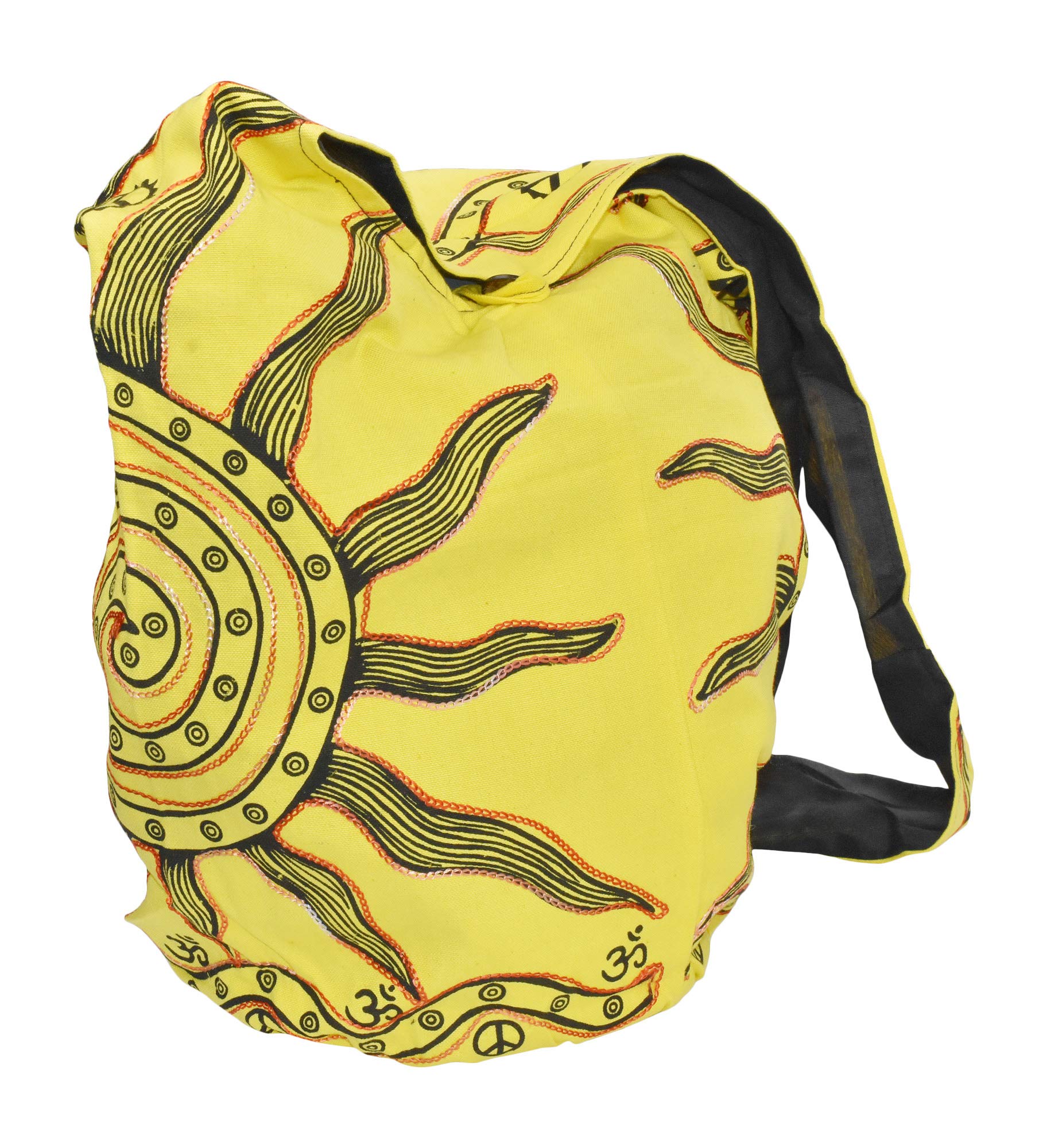 Mandala Crafts Yellow Sun Hippie Bag Large Hobo Bags for Women - Boho Purse Hobo Crossbody Bags for Women - Boho Shoulder Bags Indie Style Bohemian Bag Sling Bags