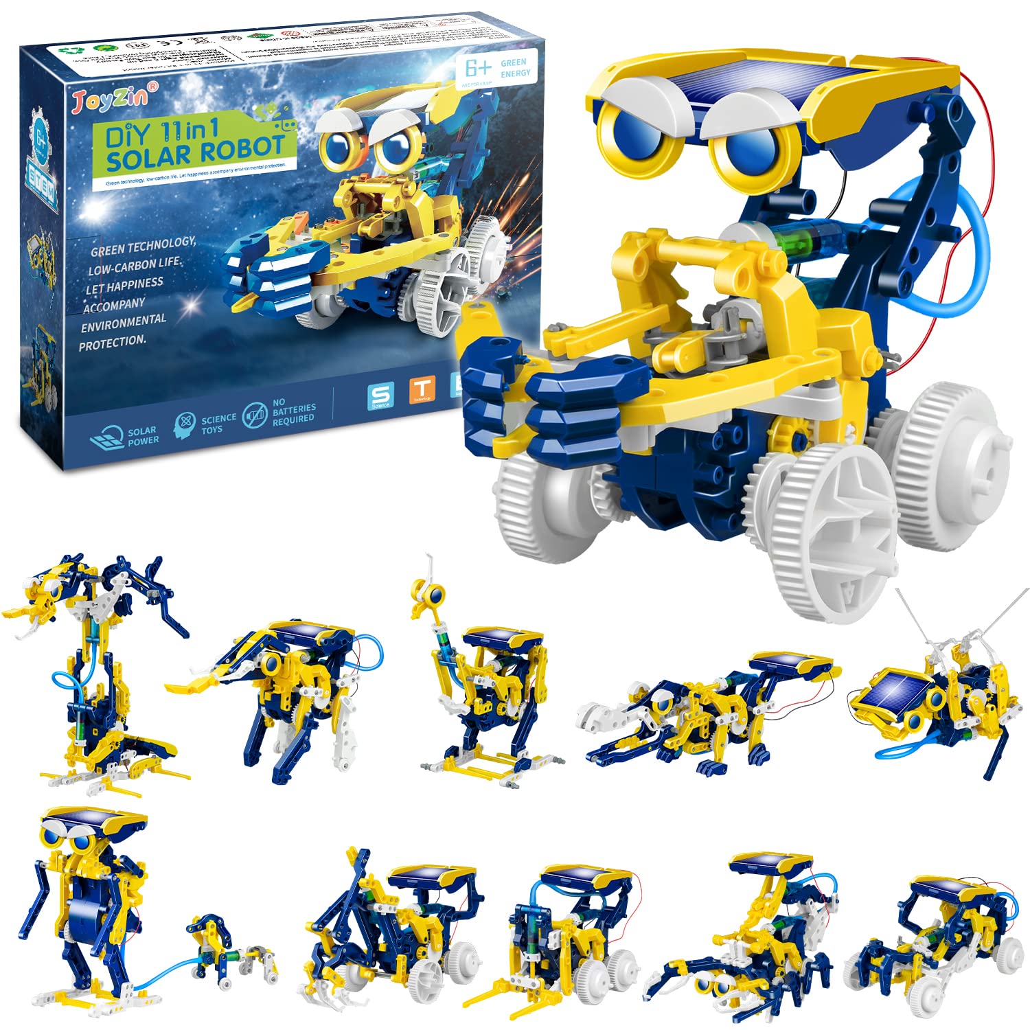 JoyZin STEM 11-in-1 Solar Robot Kit, 231 Pieces DIY Science Experiment Kit, Learning Educational Building Toy Set for Toddlers Kids Boys Girls 6 7 8 9 10 11 12 Years Old Birthday