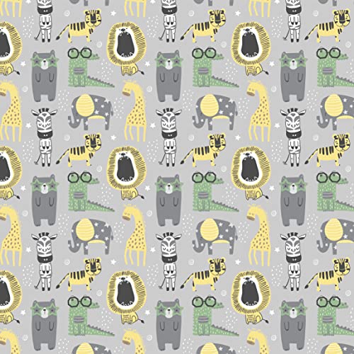 GROW WILD Changing Pad Cover 3 Pack | Soft & Stretchy Jersey Cotton | Baby Changing Table Pad Cover | Diaper Changing Pad Covers for Girls or Boys | Wipeable Sheets | Grey White Yellow Safari Animals
