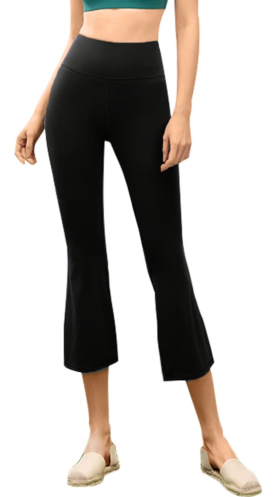 Aoliks Bootcut Yoga Pants with Pockets for Women - Flare Leggings with Pockets Workout Bell Bottom Jazz Dress Work Pants Black