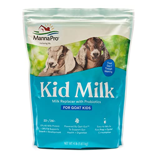 Manna Pro Milk Replacer with Probiotics for Goat Kids | High in Protein to Support Growth | Supports Gut Health and Digestion | 4lbs