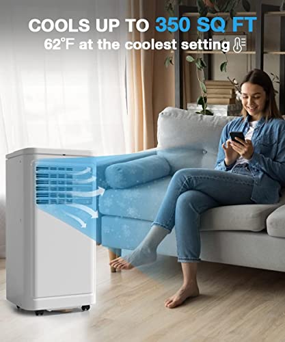 Joy Pebble Portable Air Conditioner 7900 BTU, 3in1 Portable AC with Dehumidifier & Fan, cooling for Room up to 350 sq. ft, ECO Mode, 2 Fan Speeds, 24H Timer, Remote Control