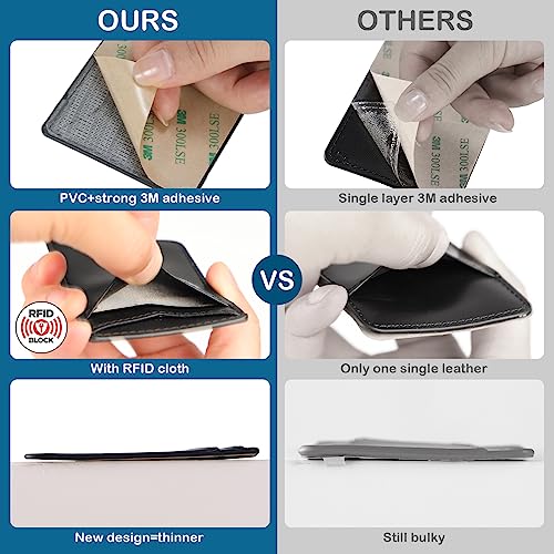 Fulgamo 2Pack Phone Wallet,Leather Phone Card Holder Adhesive Stick On Credit Card Pocket for Back of Phone Case iPhone and Android-Black