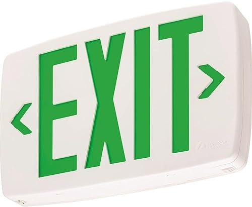 Lithonia Lighting LQM S W 3 G 120/277 EL N M6 Quantum Thermoplastic LED Emergency Exit Sign with Stencil-Faced White Housing and Green Letters with Nickel Cadium battery