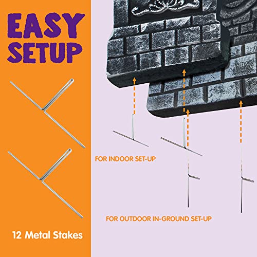 JOYIN 17β Halloween Foam RIP Graveyard Tombstones (5 Pack), Yard Sign Headstone Decorations and 12 Bonus Metal Stakes for Halloween Yard Outdoor Indoor Decorations