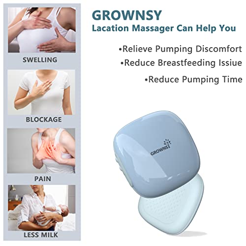 GROWNSY Warming Lactation Massager,Breastfeeding Postpartum Essentials,Heat & Vibration Support for Improved Milk Flow,Mastitis,Engorgement,Clogged Ducts,Empty Your Breasts More Effectively (1 Pad)