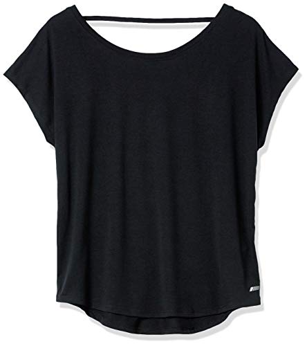 Amazon Essentials Women's Studio Relaxed-Fit Open-Back Short-Sleeve T-Shirt, Black, Large