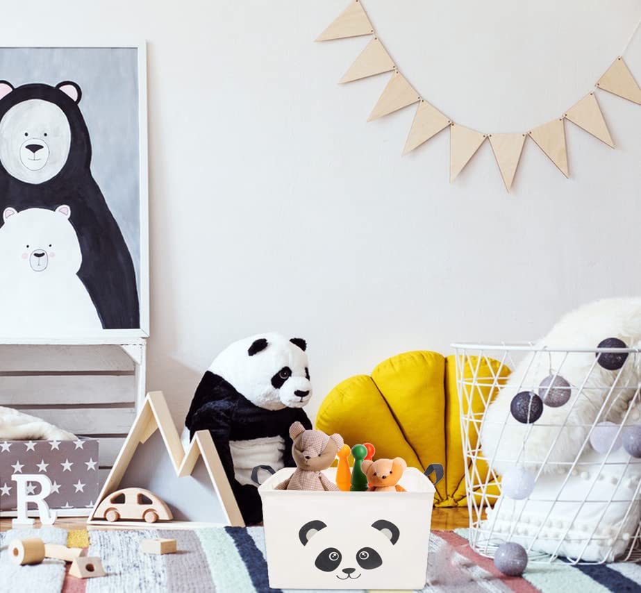 TIBAOLOVER Rectangular Kids Storage Basket Gift Basket Baby Storage Basket Cute Kids Toy Storage Bin Organizer Shelf Book Basket Room Decor(PANDA)