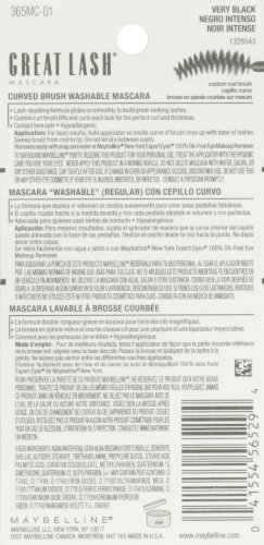 Maybelline New York Makeup Great Lash Curved Brush Washable Mascara, Very Black Mascara, 0.43 fl oz