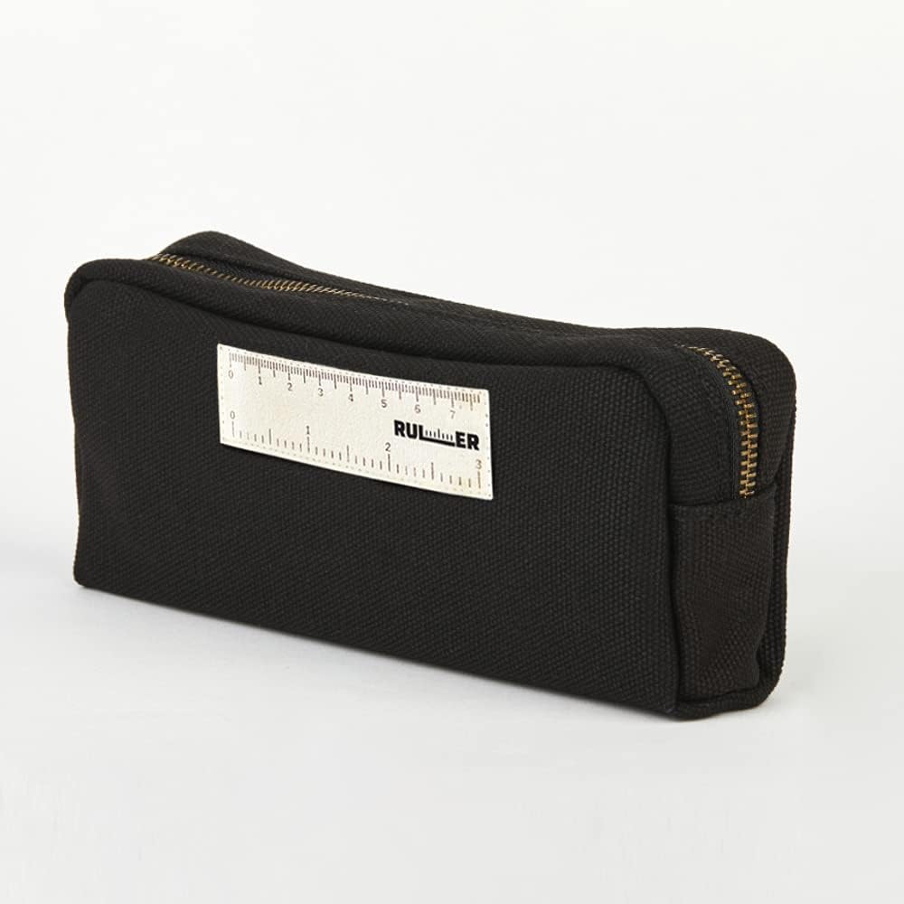 Trilly Canvas Pencil Case Pouch with Ruler I Larger Capacity Simple Pencil Pouch I School Small Pencil Bag For Boys & Girls I Holds Pencil, Pen, Personal Items & Desk Organizer Cute Pen Pouch Black