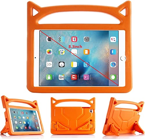 iPad Mini 6 Case for Kids : Safe Shockproof Protection for 8.3 inch Kid Proof + Ultra Lightweight + Comfort Grip Carrying Handle +Folding Stand-Orange