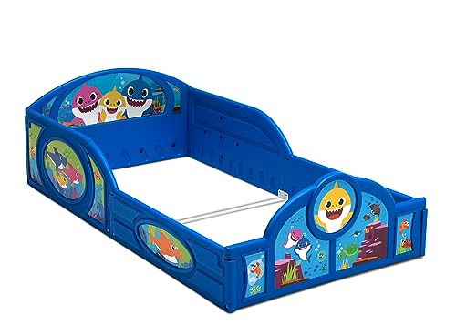Baby Shark Plastic Sleep and Play Plastic Toddler Bed + Baby Shark Table and Chair Set by Delta Children (Bundle)