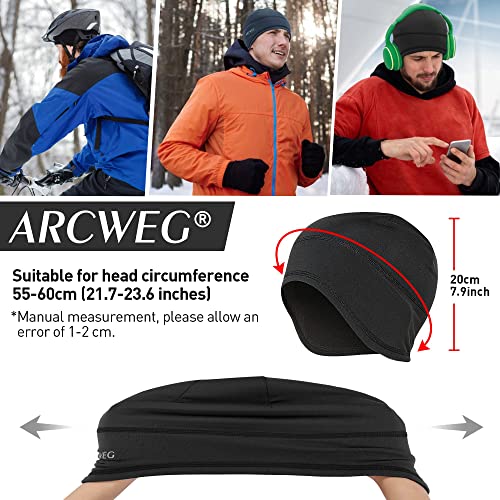 Arcweg Cycling Skull Cap Thermal Helmet Liner Winter Beanie Hat for Men Women with Ear Cover for Climbing Skiing Running