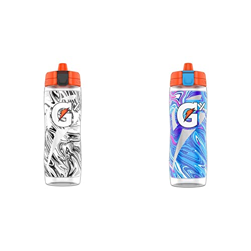Gatorade Gx Hydration System, Non-Slip Gx Squeeze Bottles, Marble Black & Gx Hydration System, Non-Slip Gx Squeeze Bottles, Marble Blue