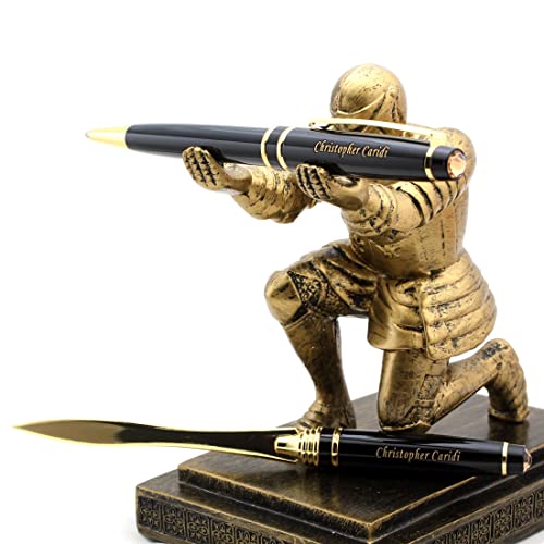 Free Engraving - Brass, Roller Ballpen, Refillable Pen, Ballpoint pen, Ball pen, Letter Opener Envelope Slitter Gold Letter Opener Gifts for Men, Women, Classy Gift Box, Free Customization (Black)