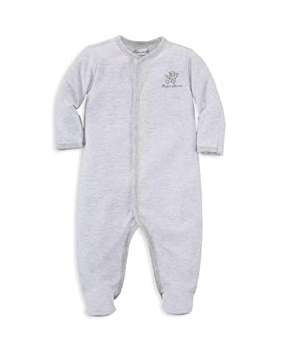 Ralph Lauren Baby Boy or Baby Girl Striped Cotton Footed Coverall Grey Heather Multi (3 Months)