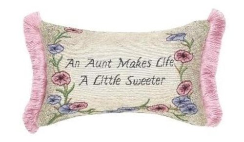 Manual 12.5 x 8.5-Inch Decorative Throw Pillow with Fringe, An Aunt Makes Life
