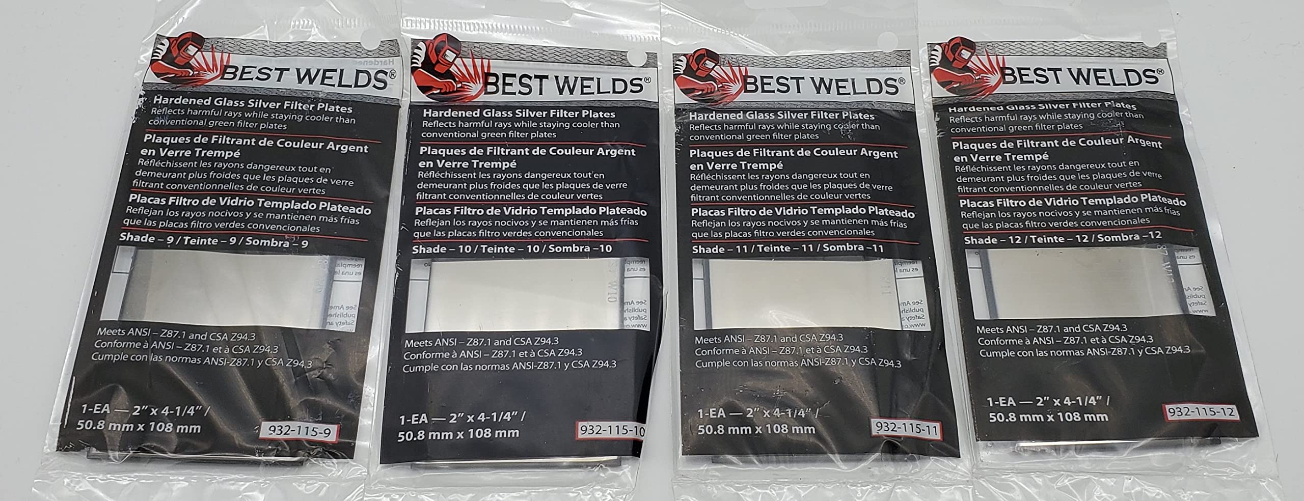 Best Welds Hardened Glass Silver Replacement Welding Lens – Advanced Passive Filter Plate 2" x 4-1/4" – Shade 9, 10, 11 & 12