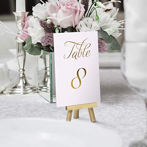 Gorgeous Wedding Table Numbers - Elegant Double Sided Gold Foil Lettering with Head Table Card - 4 x 6 inches and Numbered 1-30 - Perfect for Weddings and Events