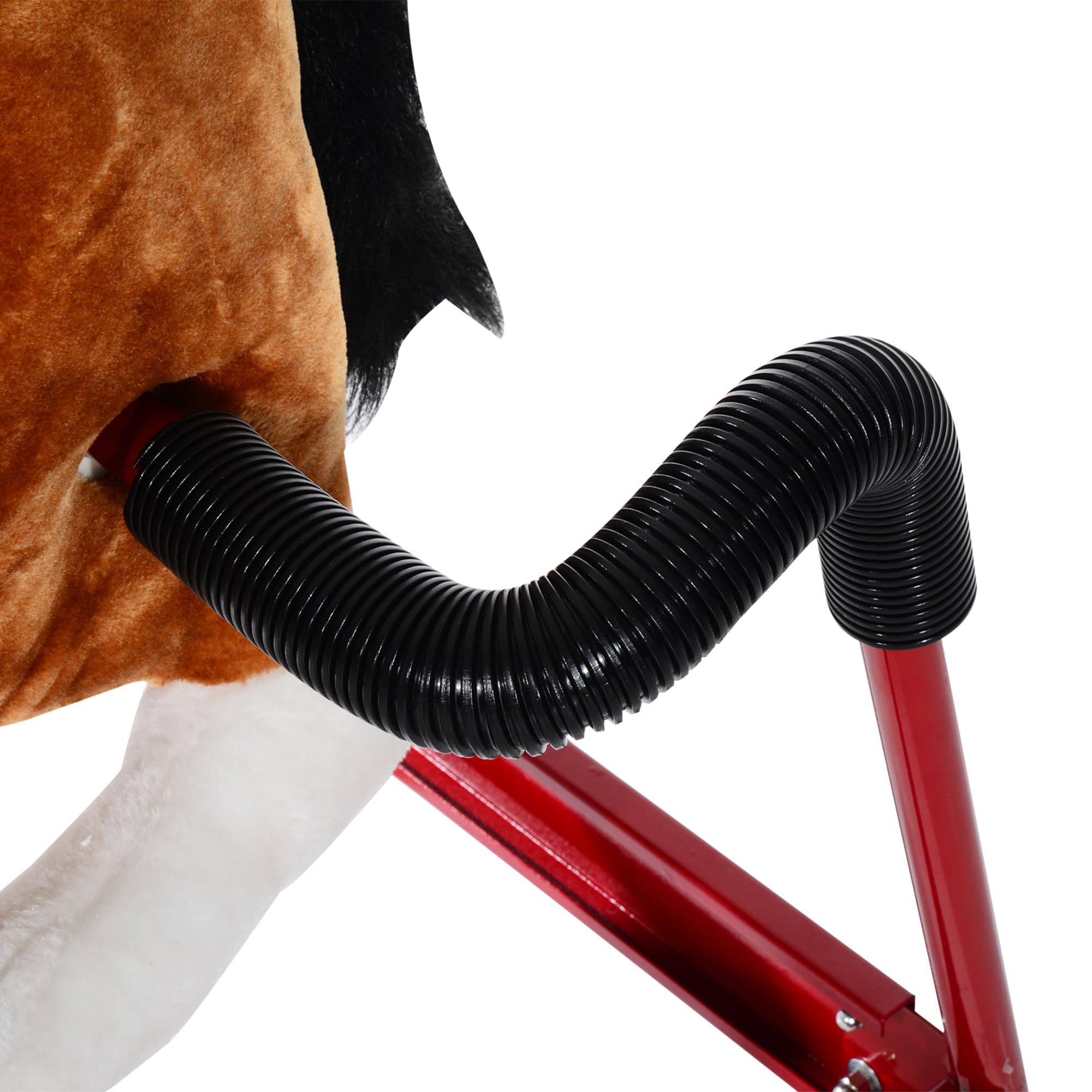 Qaba Durable Plush Toddlers Spring Rocking Horse, Bouncing Rocker Toy with Realistic Sounds