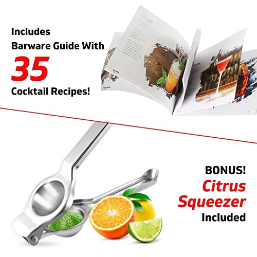 JoyTable Bar Set Cocktail Shaker Set, Stainless Steel Mixology Bartender Kit, 28PC Cocktail Kit, Silver Cocktail Set, Bar Tools: 30oz Martini Shaker, Muddler, Bar Kit Cocktail Book, Jigger and Pourers