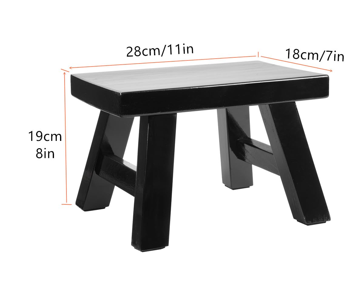 XDSTOOL Small Stool Wooden Step Stool Footstool Solid Wood 8 inch for Kids Adults Plant Stand Fishing Stool (White)