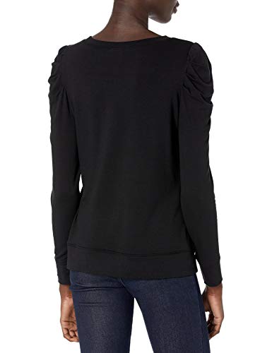 Amazon Essentials Women's Supersoft Terry Pleated-Sleeve Sweatshirt (Previously Daily Ritual), Black, Medium