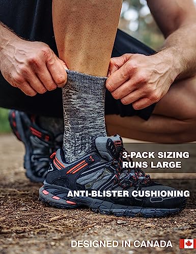 Merino.tech Merino Wool Socks for Women And Men - 85% Merino Wool Hiking Socks Crew Style (Multicolor: Brown, Dark Green, Red, 9-12)