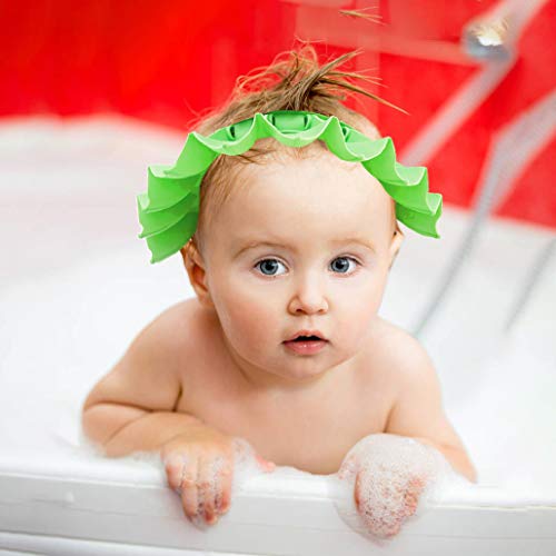 Baby Shower Cap Baby Silicone Shampoo Shower Bathing Cap Adjustable for Toddler Baby Kids Children (Green)