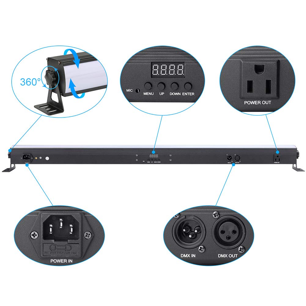 LED Stage Light Bar DMX - 40IN 60W 224LEDs RGB DJ Light Bar Sound Activated Auto Program Strobe 54 Modes DMX Light Bar Pixel Strip for DJ Party Concert Music Live Show Christmas Stage Lighting