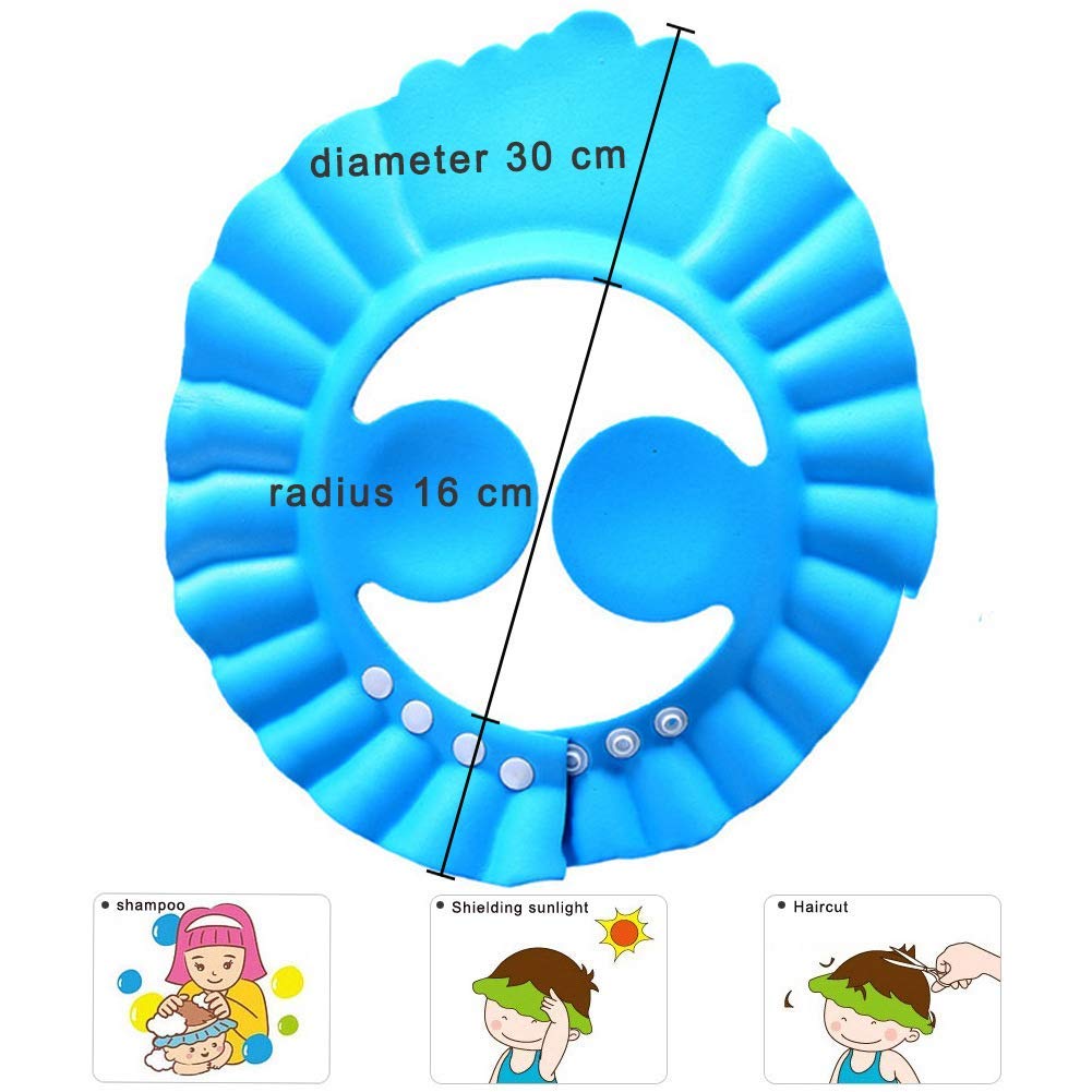 Baby Shower Cap, Adjustable Bathing Shampoo Hat with Ear Protection for Toddler, Baby, Kids, Children(3 Pack)