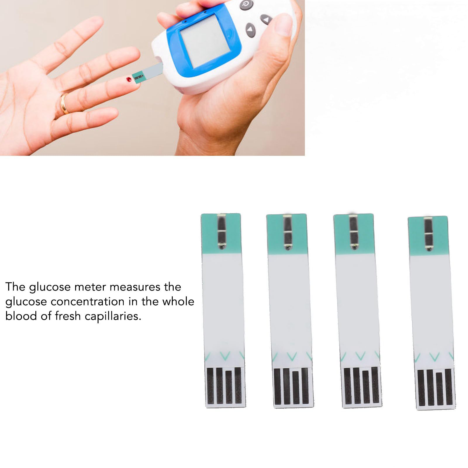Pissente 50 Count Accurate Sugar Test Strips for Diabetes Sugar Monitoring, PET Material, Easy to Use