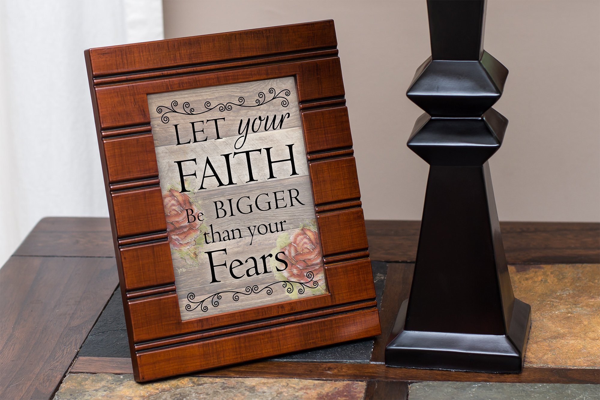Cottage Garden Make Faith Bigger Than Your Fear Wood Finish 8 x 10 Framed Wall Art Plaque