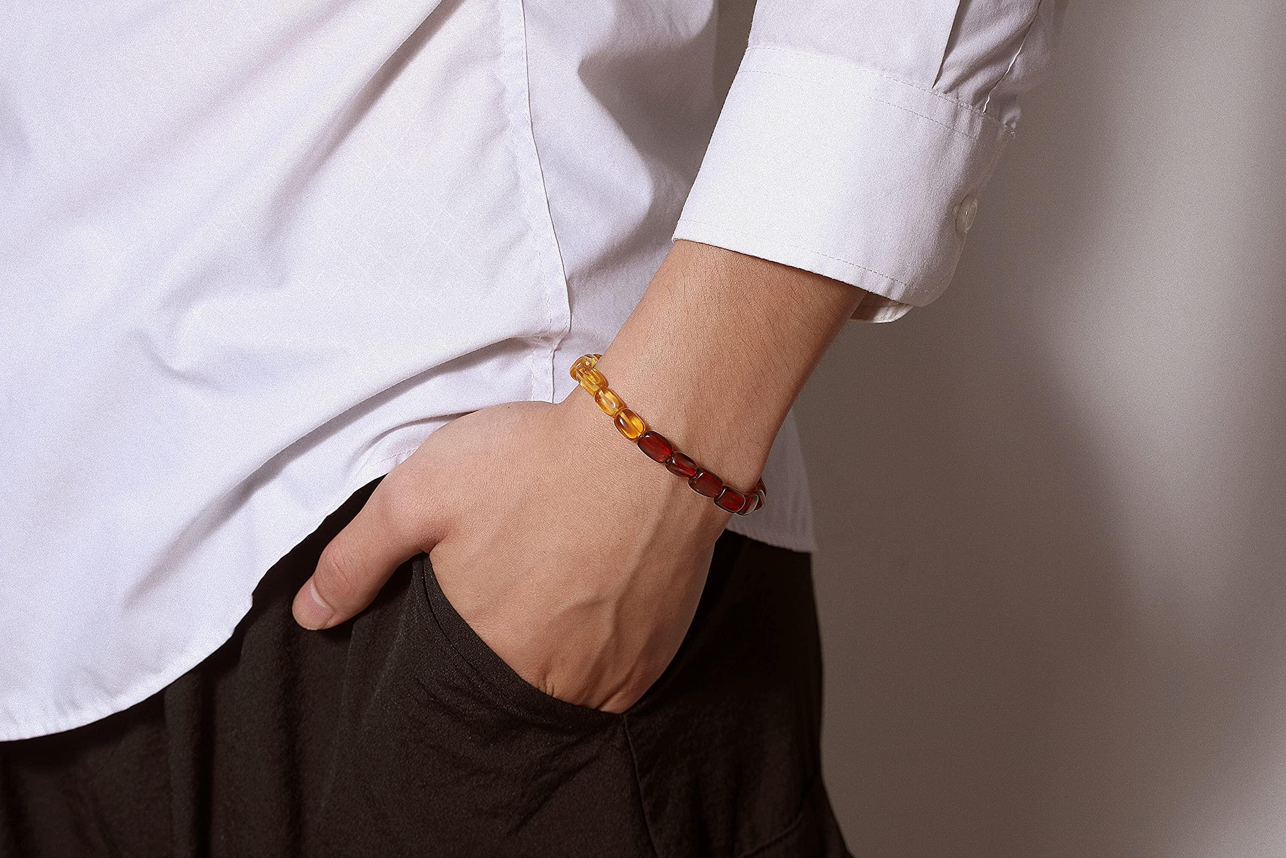 Baltic Amber Bracelet Size 6mm+7inches Amber Bracelet for Women (Cherry)